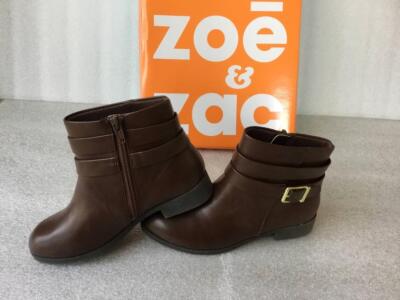 NIB Zoe & Zac Cayenne Girls Cognac Brown Faux Leather Zip Ankle Bootie ...