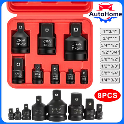 8PCS Impact Socket Reducer Adapter Set Convertor Adaptors 1/4" 3/8" 1/2" 3/4" 1" | eBay