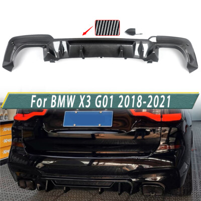 Carbon Color Rear Diffuser Bumper Lip For BMW G01 X3 M40i M-Sport 2018 ...