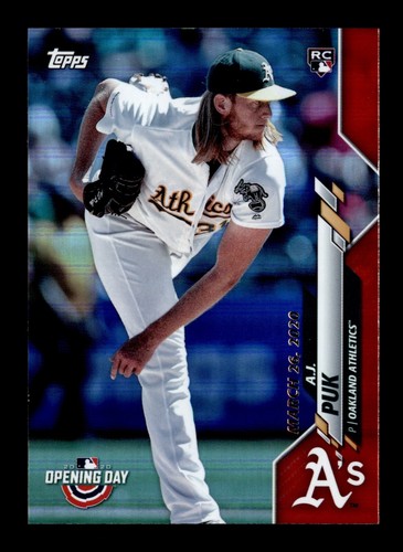 2020 Topps Opening Day Red Foil #168 AJ Puk Rookie Card RC Oakland ...