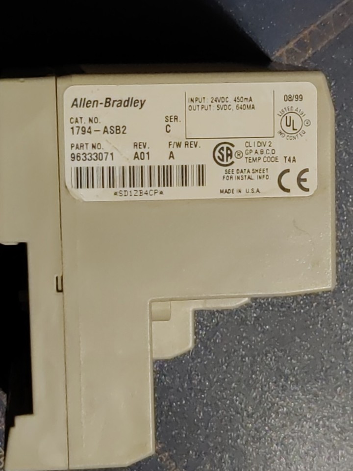Allen Bradley 1794-ASB2 /D FLEX RIO Adapter 24VDC PS 2 I/O Module ...