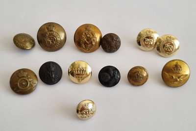 Job Mixed Lot: 13 MILITARY BUTTONS Army and Air Force - Various sizes ...
