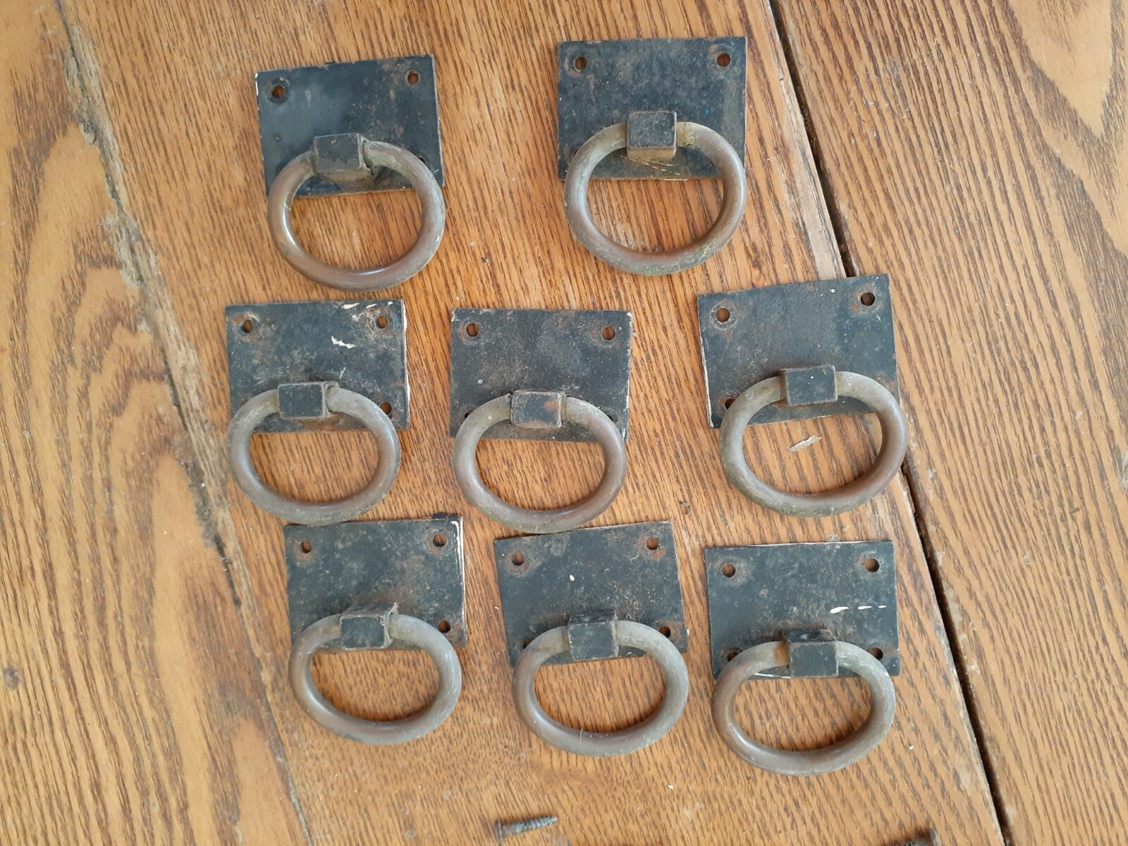 8 Vintage Antique Stanley Drawer Pulls with Brass or Copper Handles ...