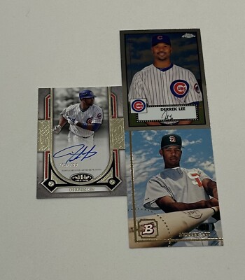 Derrek Lee Cubs Tier One Signed /299- Chrome/ Padres Bowman Rookie (3 ...
