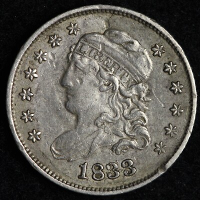1833 Capped Bust Silver Half Dime AU Doubled C E225 KQFA | eBay