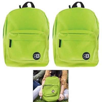 2 Lime Green Backpack 17" Travel Sports Back Pack School Book Bag ...