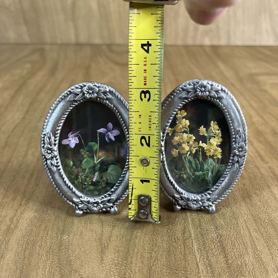 Set Of 2 MCS industries Floral Minis Picture Photo Frames Oval Pewter 3” | eBay
