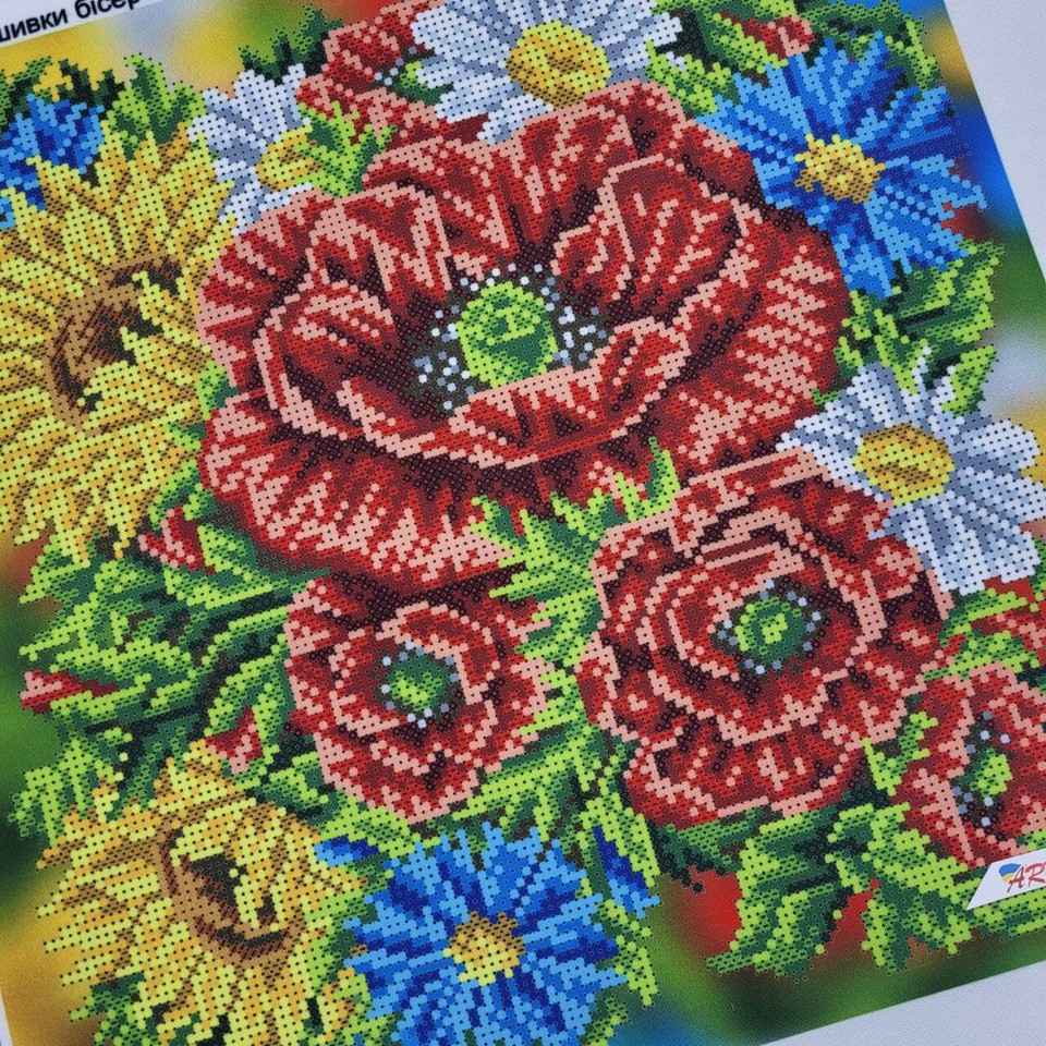 Bead Embroidery Kit DIY Craft Kit Stamped Bead Needlepoint Flowers ...