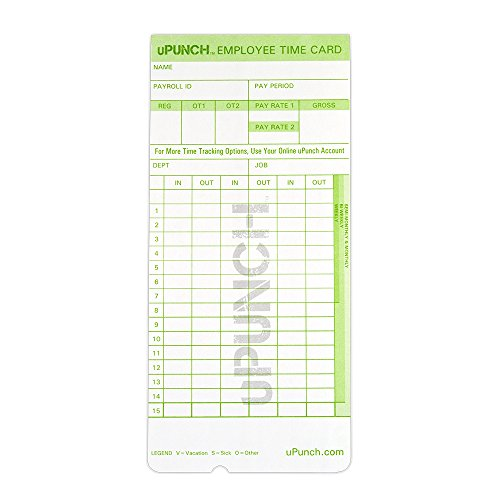 Time Cards 50 UPTC1000-1 Compatible For Non-Calculating UPunch HN3000 ...