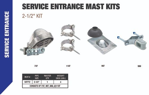 Southwire Topaz 1515 2-1/2" Five (5) Piece Service Entrance Mast Kit ...