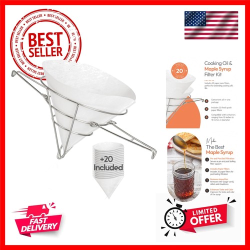 Maple Syrup Filter Cone Holder with 20 Paper Filters | Cooking Oil ...