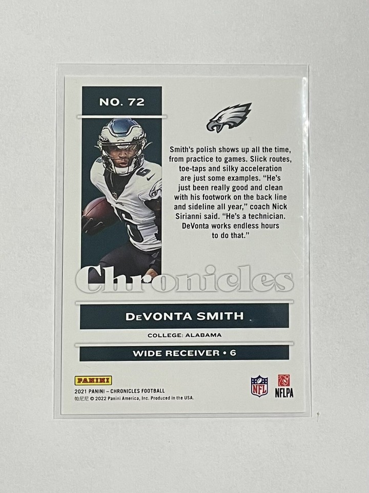 2021 Panini Chronicles DeVonta Smith Rookie Card RC #72 Eagles | eBay