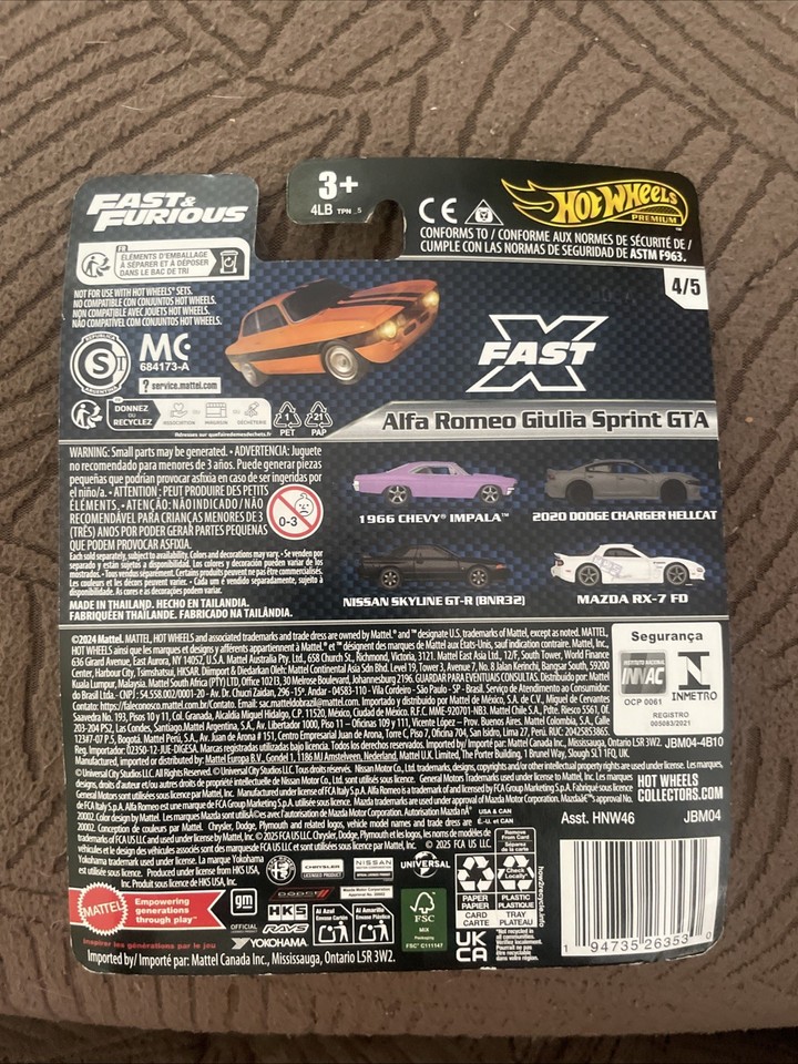 Hot Wheels Fast Furious Alfa Romeo Giulia Sprint GTA JBM04 FNQHotwheels ...