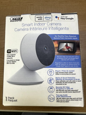 Feit Electric Smart Plug-in Indoor Wi-Fi Security Camera White/Black ...