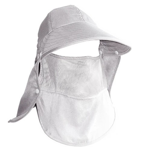 Silver EMF-Protective Sun Hat with Removable Mesh Face Covering and ...