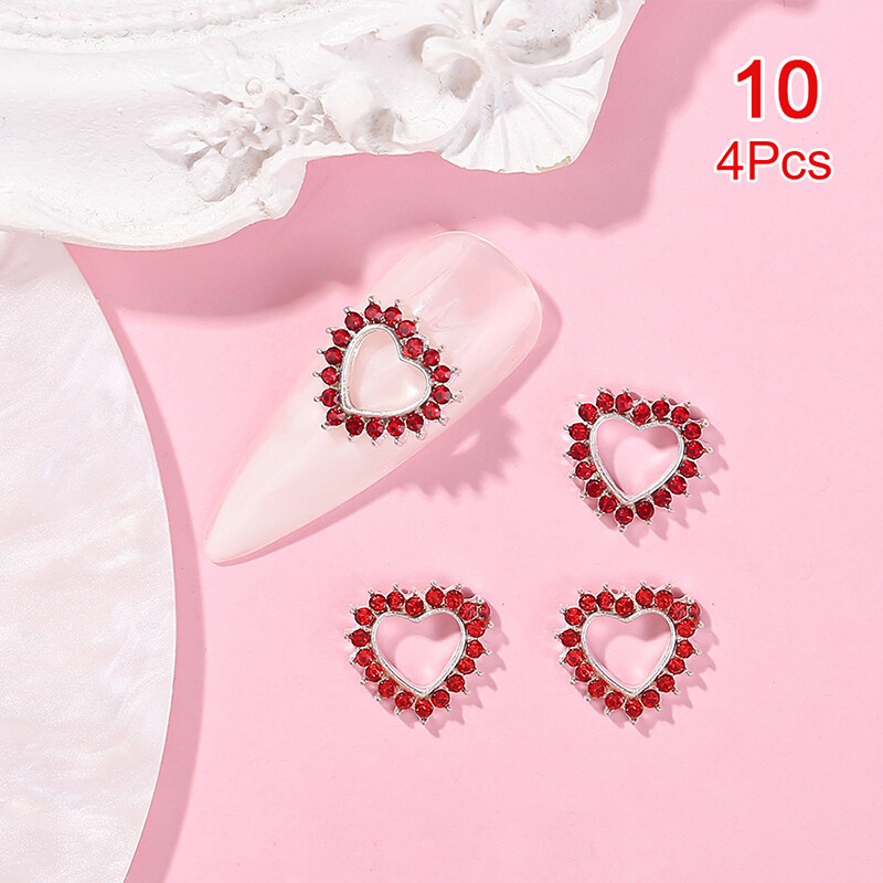 4pcs Red Love Style Nail Art Charm Jewellery Decoration 3D Alloy Nail ...