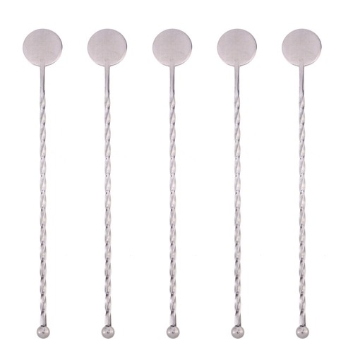 5pcs Stainless Steel Swizzle Mixing Sticks Bar Cocktail Muddler Drink ...