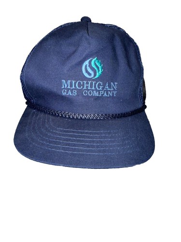 Michigan Gas Company & Logo on Navy Trucker Hat cap Rope Mesh SnapBack ...