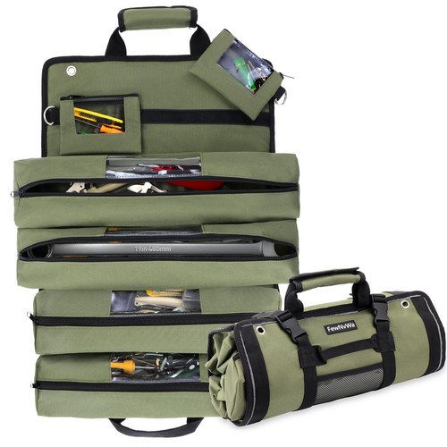 Roll Up Tool Bag Portable Tool Roll Up Organizer Bag With Detachable ...