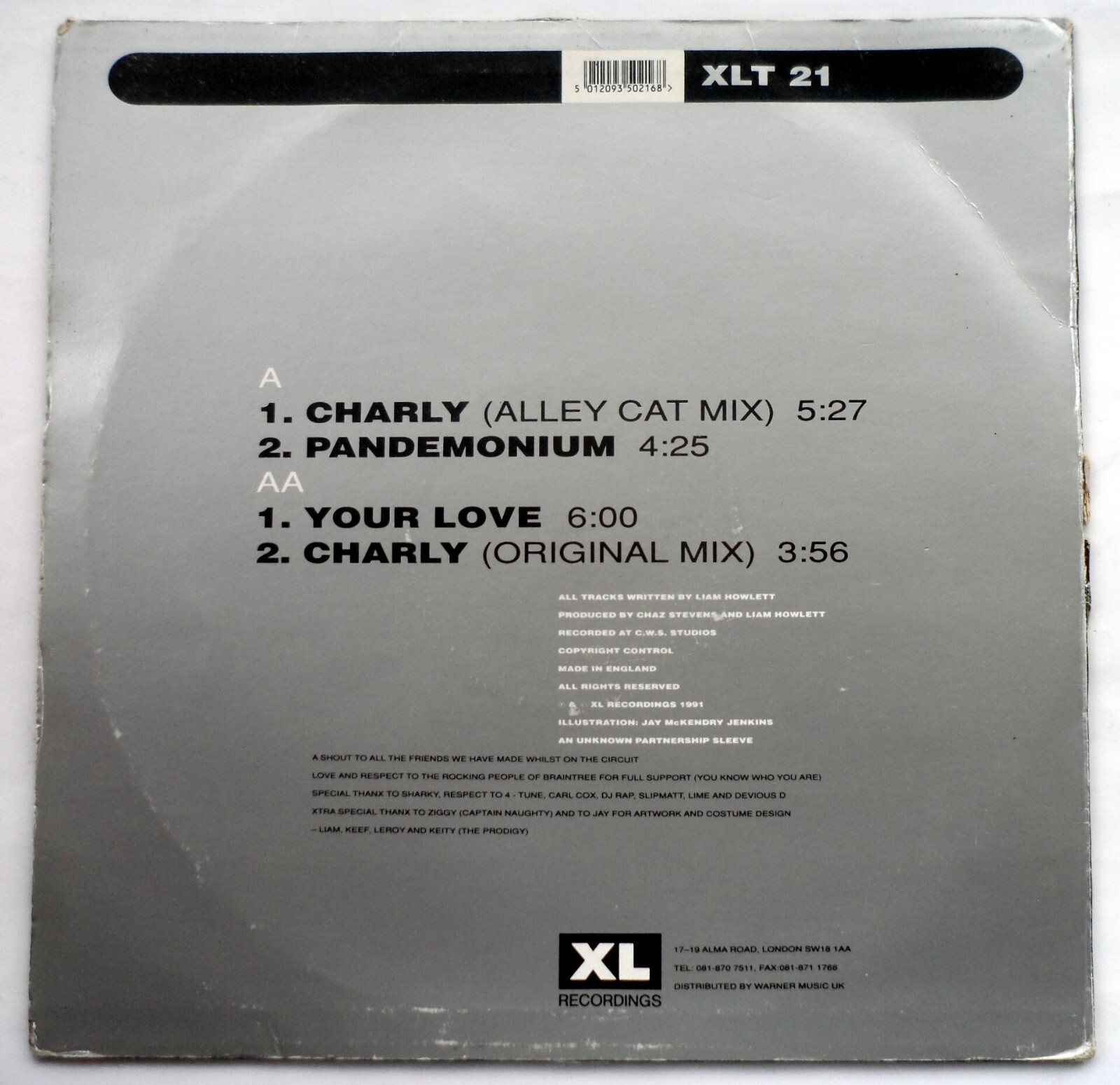 The Prodigy Charly Vinyl 12" XLT 21 Picture Sleeve 1991 Breakbeat ...