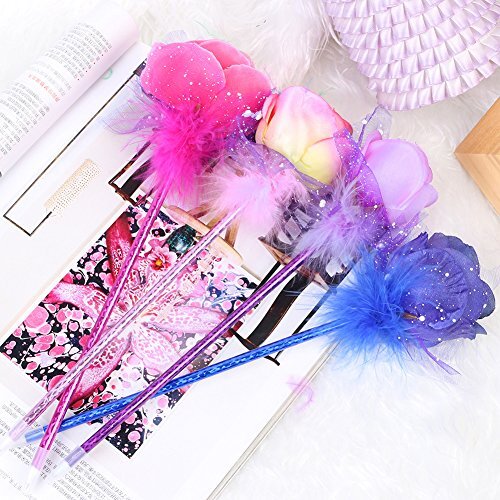 Fashion Rose Flower Ball Pen Ballpoint - Mixed Five Colors - Blue Ink ...