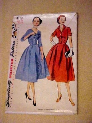 1952 Simplicity Lady's 1-Pc Dress w/ Button Front Bodice 4119 | eBay