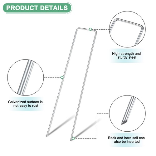 10-Pack Landscape Staples, 8" 12 Gauge Garden Stakes [Silver] | eBay