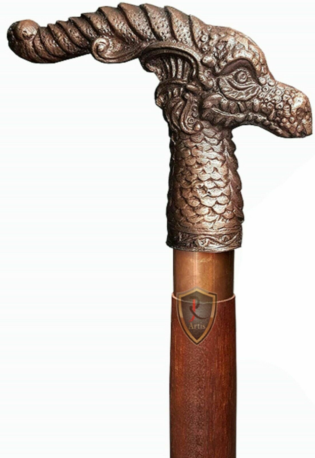 Vintage Walking Stick Antique Dragon Head Handle Naut… - Gem