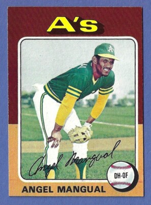 VINTAGE 1975 TOPPS BASEBALL CARD #452 ANGEL MANGUAL OAKLAND ATHLETICS A ...