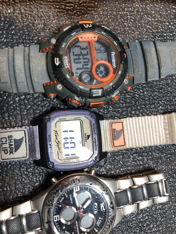 Digital Watch Lot Of (13) Untested/Parts/Repair Casio,Nixon,Shark ...
