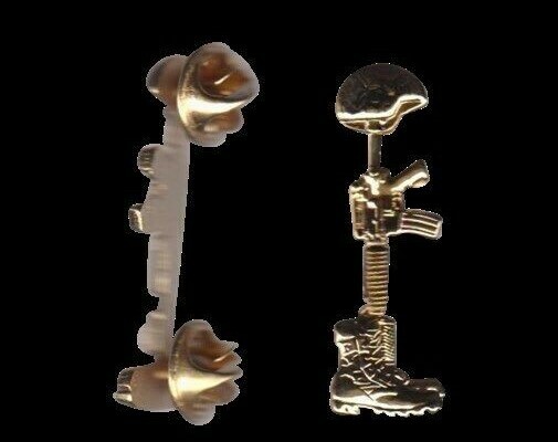 Fallen Soldier Battlefield Cross Veterans Memorial Pins (glossy gold ...
