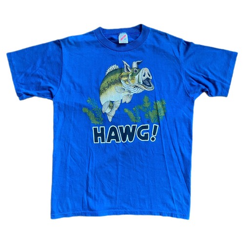 Vintage LSJ Hawg Fish Pig Nature Graphic T-Shirt Single Stitch Sz L | eBay