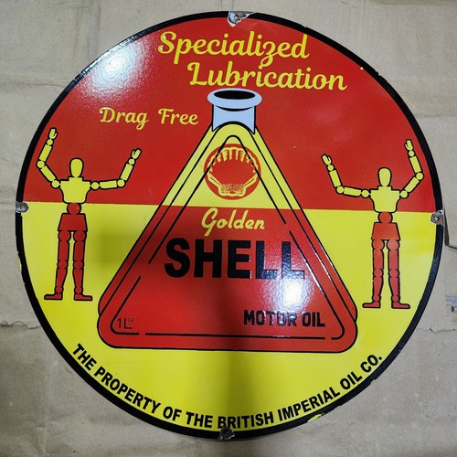 SHELL MOTOR OIL PORCELAIN ENAMEL SIGN 30 INCHES ROUND | eBay