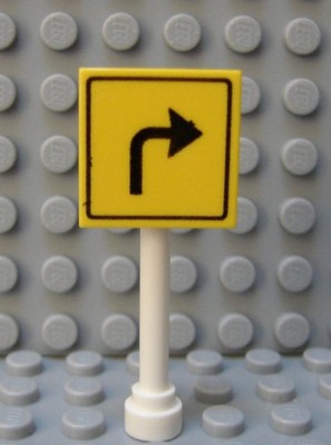 Lego YELLOW ROAD SIGN with Right Turn Arrow City Town Highway | eBay