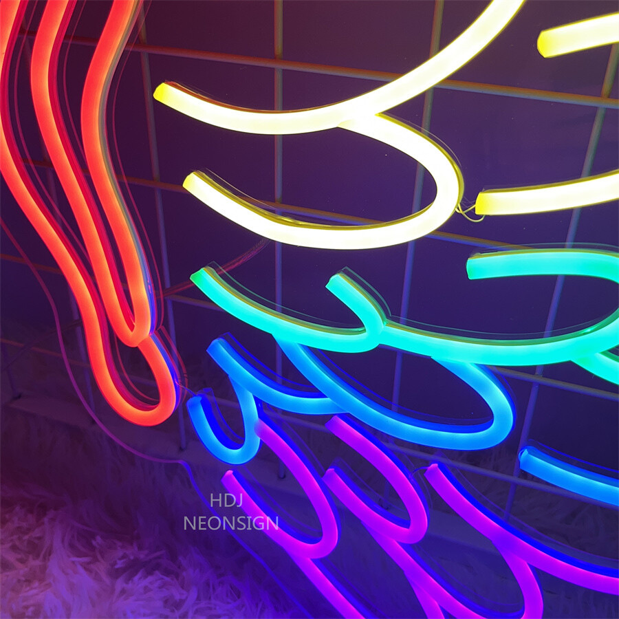 Angle Wing Neon Sign LED Light Custom Shop Business Logo Home Wall ...