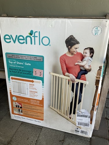 Evenflo Walk-Thru Top of Stairs Baby Gate - Natural Wood (1050500) | eBay