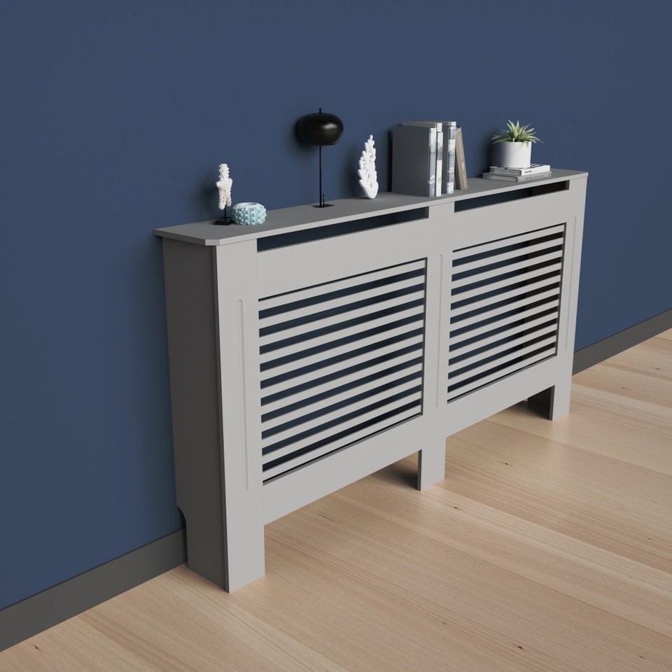 Modern Slatted Radiator Cover Heating Cabinet Solid Mdf White Extra ...