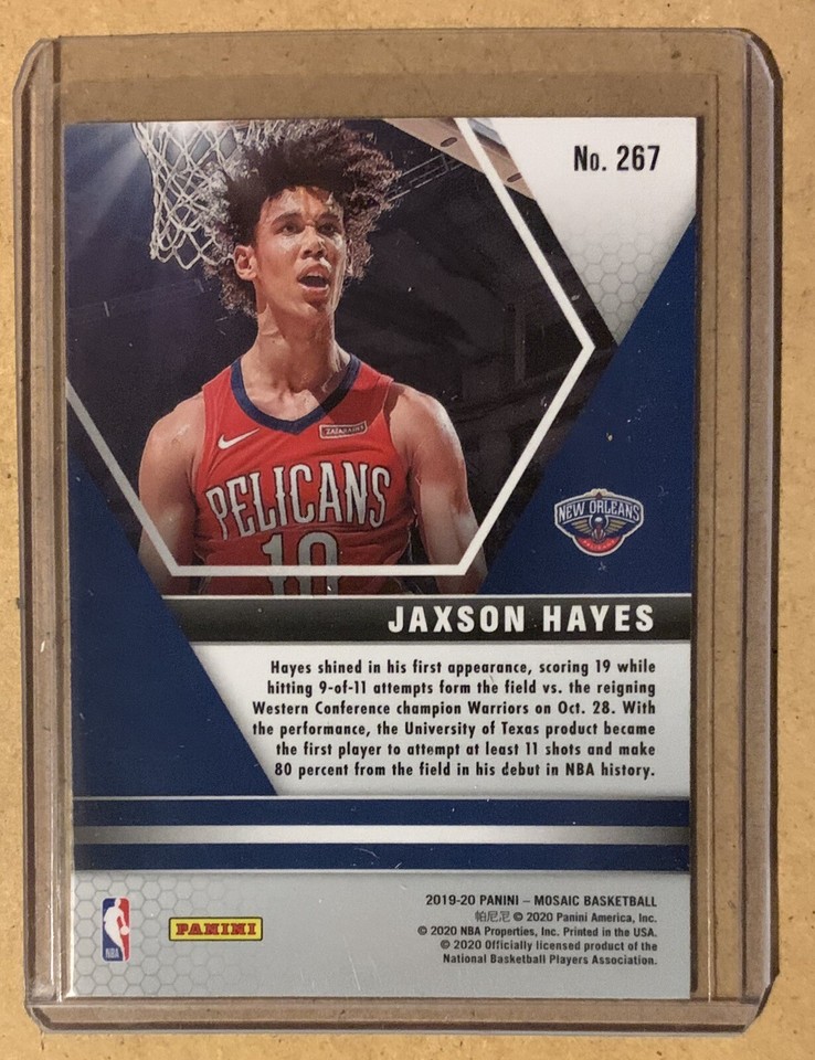 Jaxson Hayes Rookie 2019-20 Panini Mosaic New Orleans Pelicans NBA ...