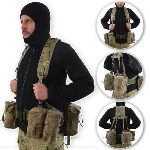 British Army CHEST RIG MTP Multicam Tactical Airborne Vest Set PLCE ...