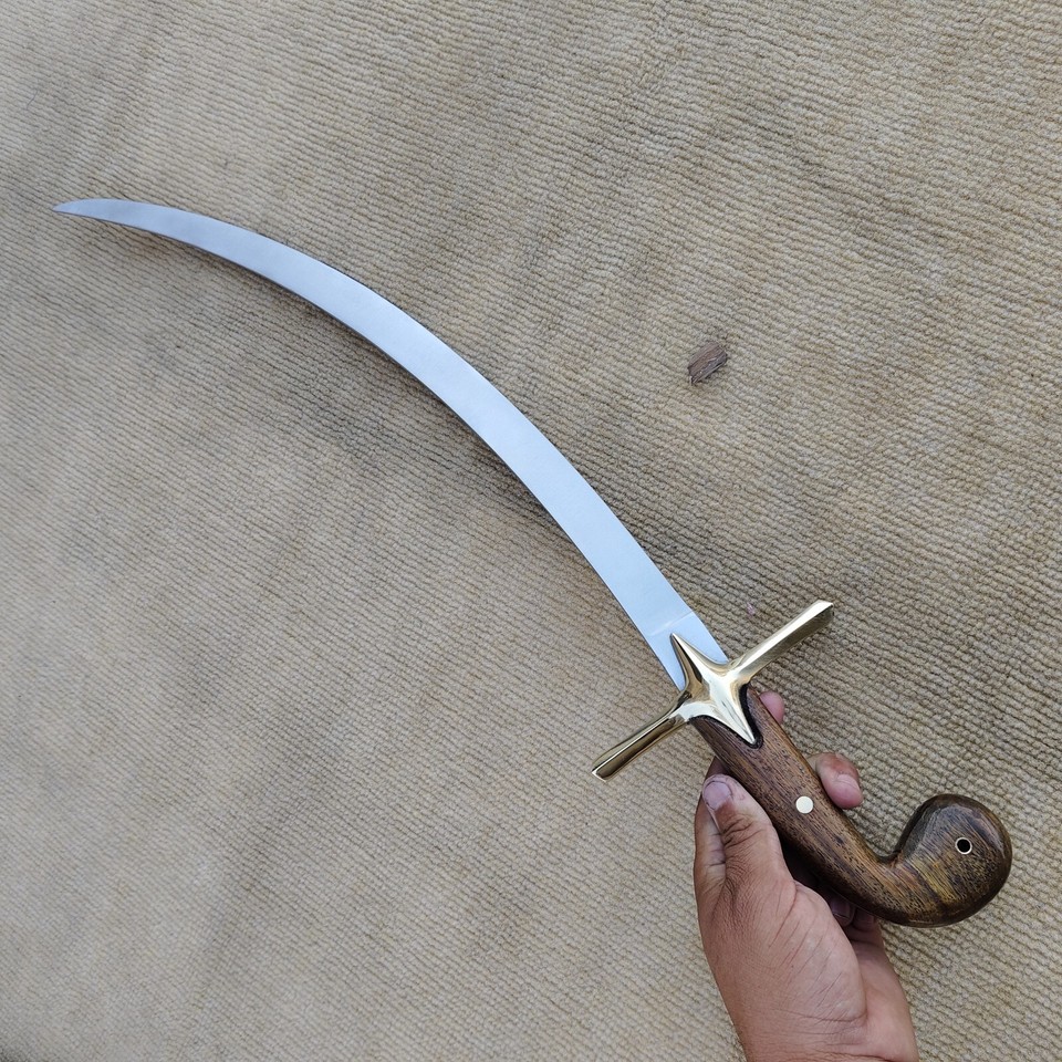 Shamshir Sword Custom Handmade Curved Blade Ottoman Sword Rosewood ...