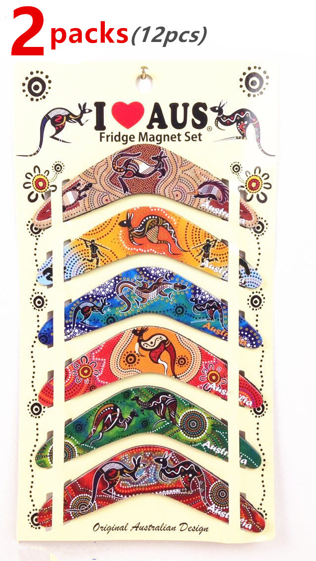 2x Pack of 6pcs Australian Souvenir Fridge Magnets Boomerangs Assorted ...