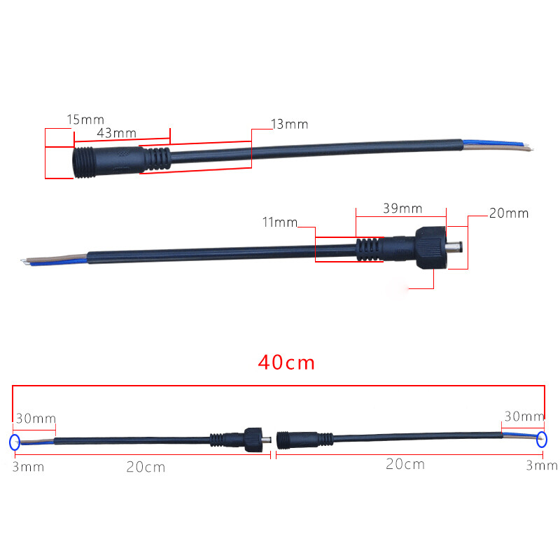 55*21mm DC Waterproof Power Extension Wire Cable 12V Plug Socket ...