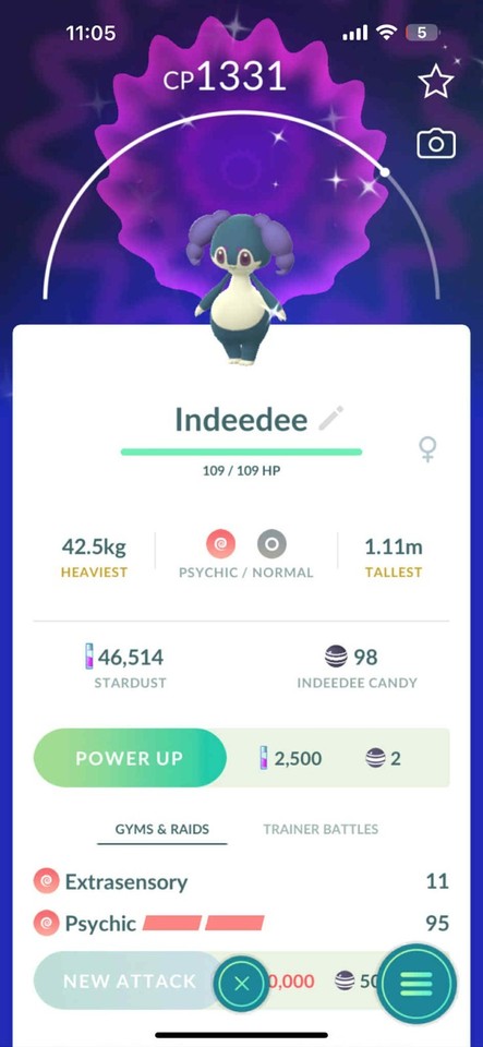 Pokémon Go - Shiny Indeedee - Male-Female - Mini PTC 80k Stardust | eBay