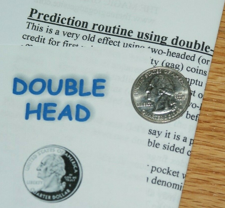 Double sided Coin (real U.S. currency)--Two Headed Quarter-- handy prop ...
