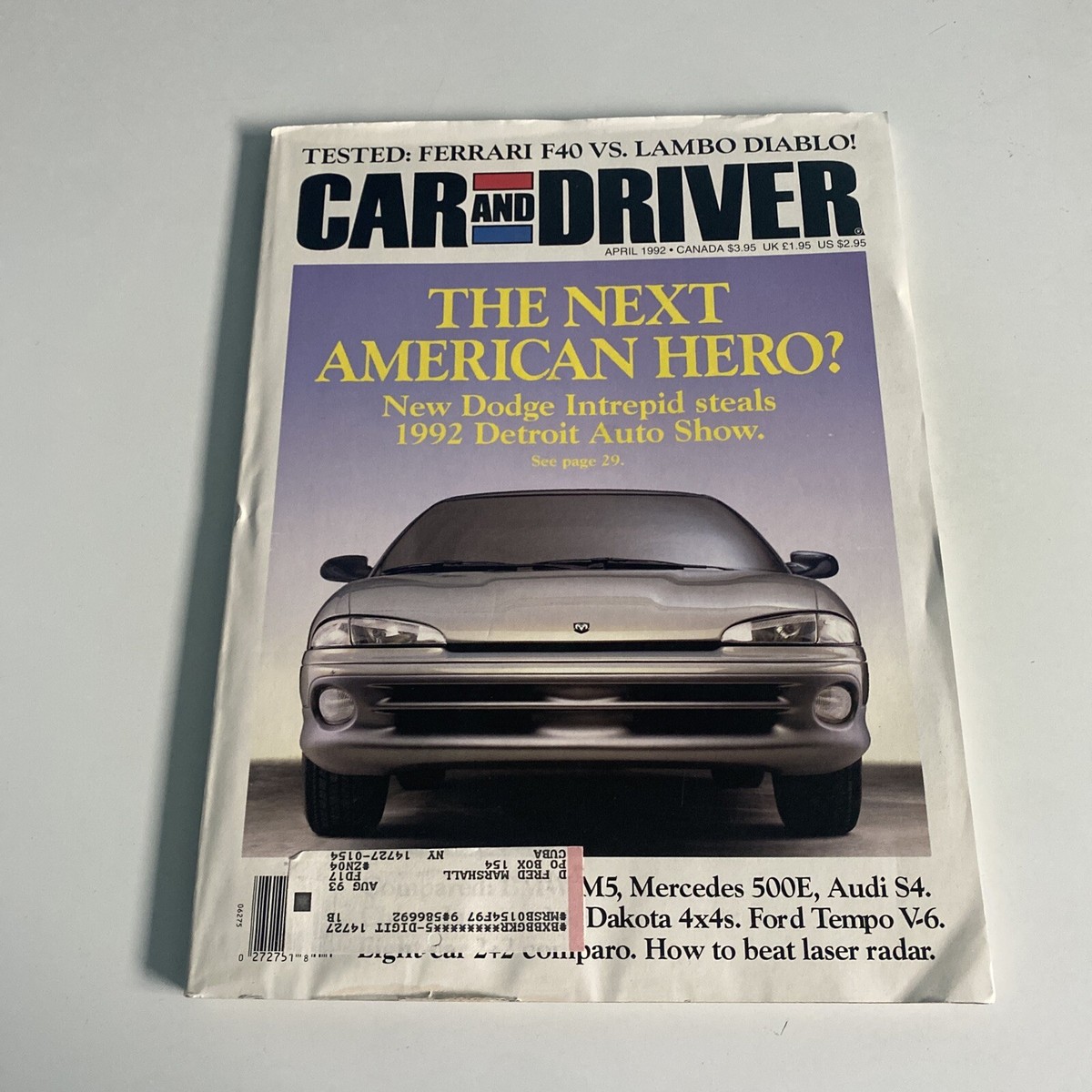 Dodge Intrepid Car 1992 April Car And Driver Magazine New Dodge