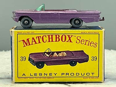 Matchbox Moko lesney#39 B Pontiac Convert,1962,V,N,Mint in D2 Box all ...