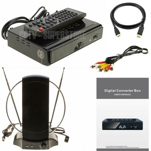 HDTV Digital Converter Box Digital Indoor TV Antenna HDMI Set 50 Miles ...