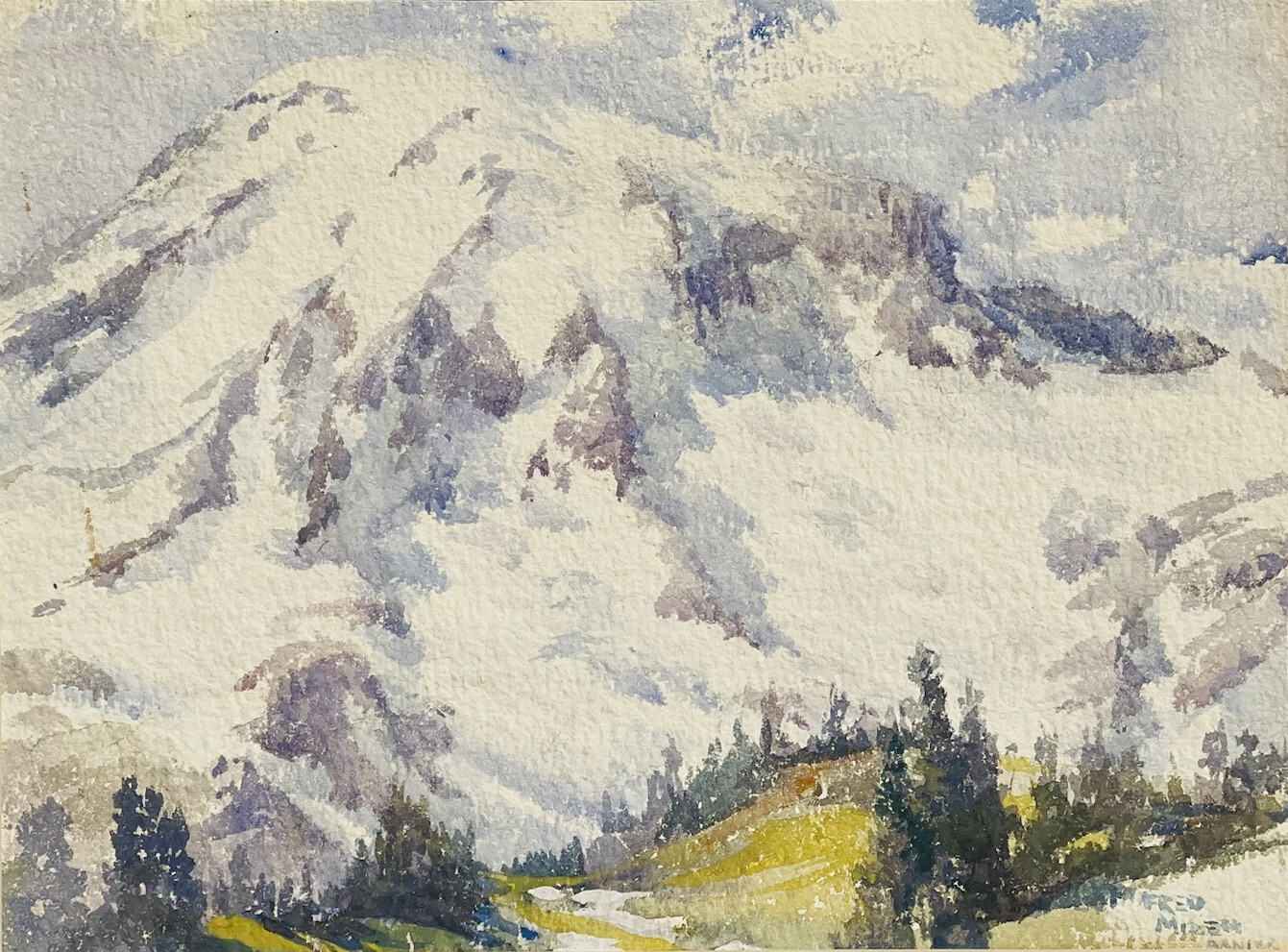 Native American Portrait Artist Frederic Mizen Signed Watercolor Of Mt ...