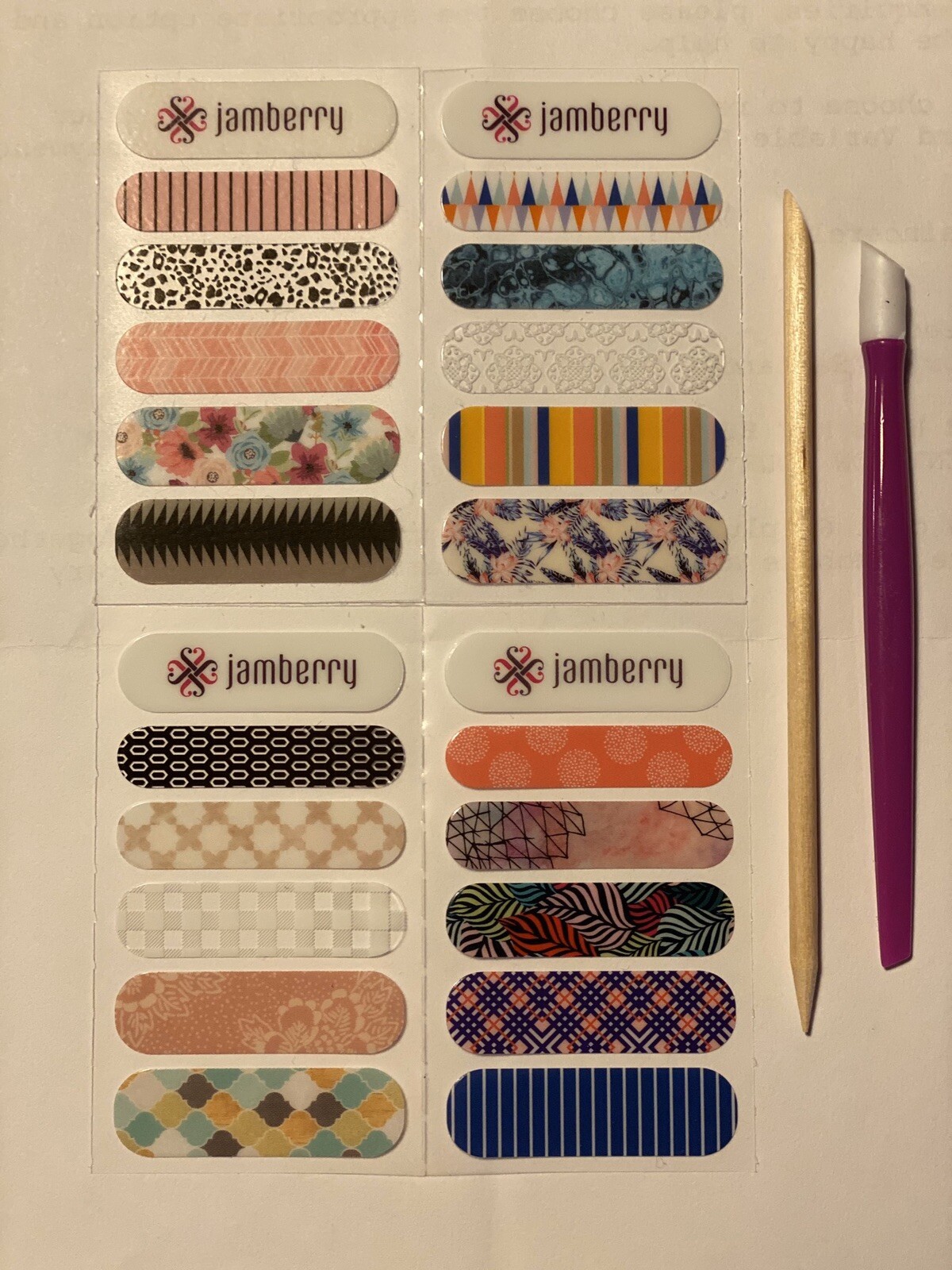 Jamberry Nail Wraps Starter Kit - 20 Accent Strips with cuticle pusher ...