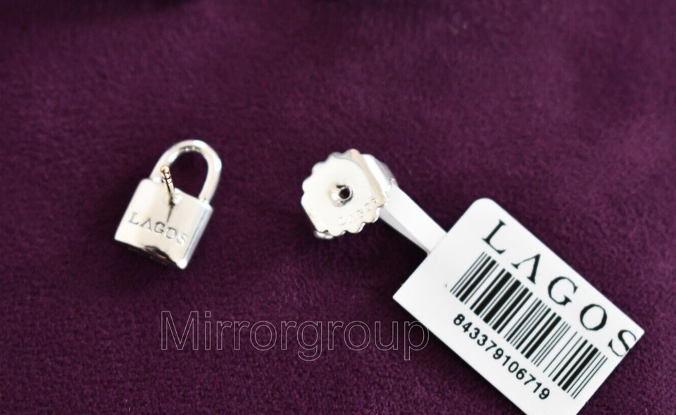 NEW LAGOS BELOVED Two-Tone 925 STERLING & 18K LAGOS LOCK CREST STUD ...